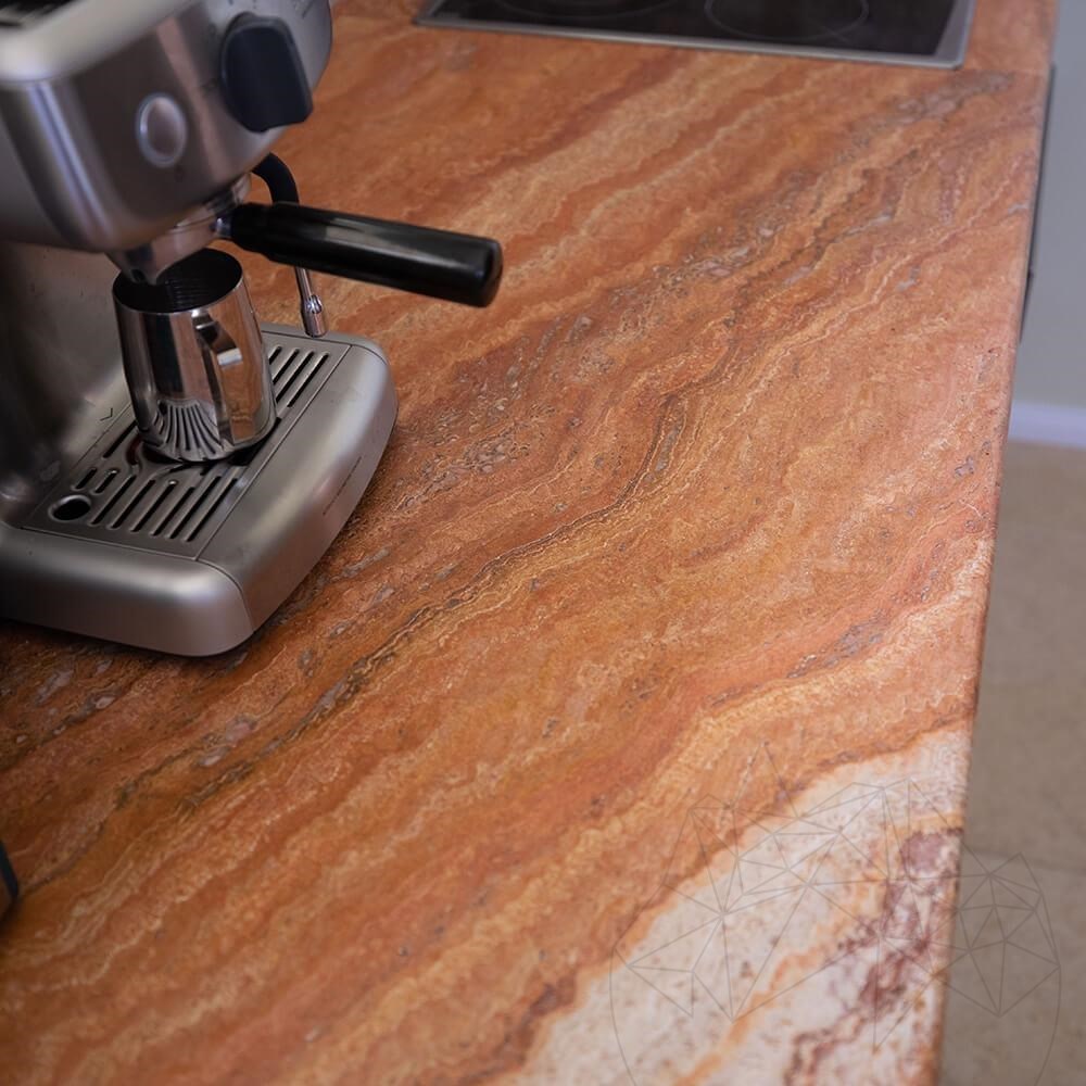 Peach Cross Cut Travertine Polished Countertop 250 x 65 x 3cm ...