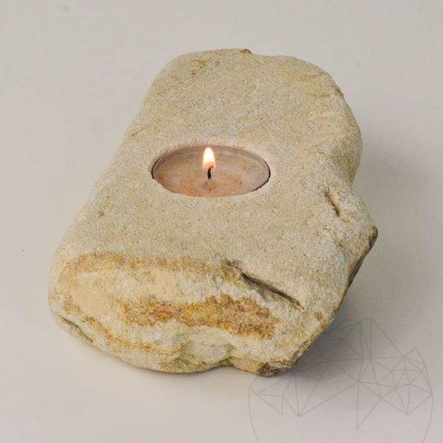Handmade Candle Holder - Mandras Sandstone - Piatraonline UK