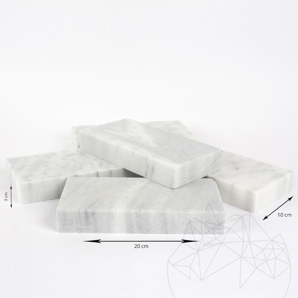 Kavala Sawn Cut Marble Cobblestone, 20 x 10 x 3 cm - Piatraonline UK