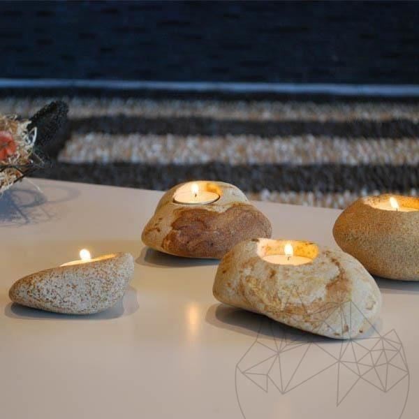 Handmade Candle Holder - Mandras Sandstone - Piatraonline UK